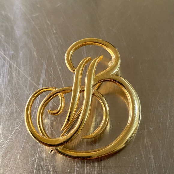 Jewelry | Cursive Gold Tone English B Brooch Pin Name Brooch | Poshmark